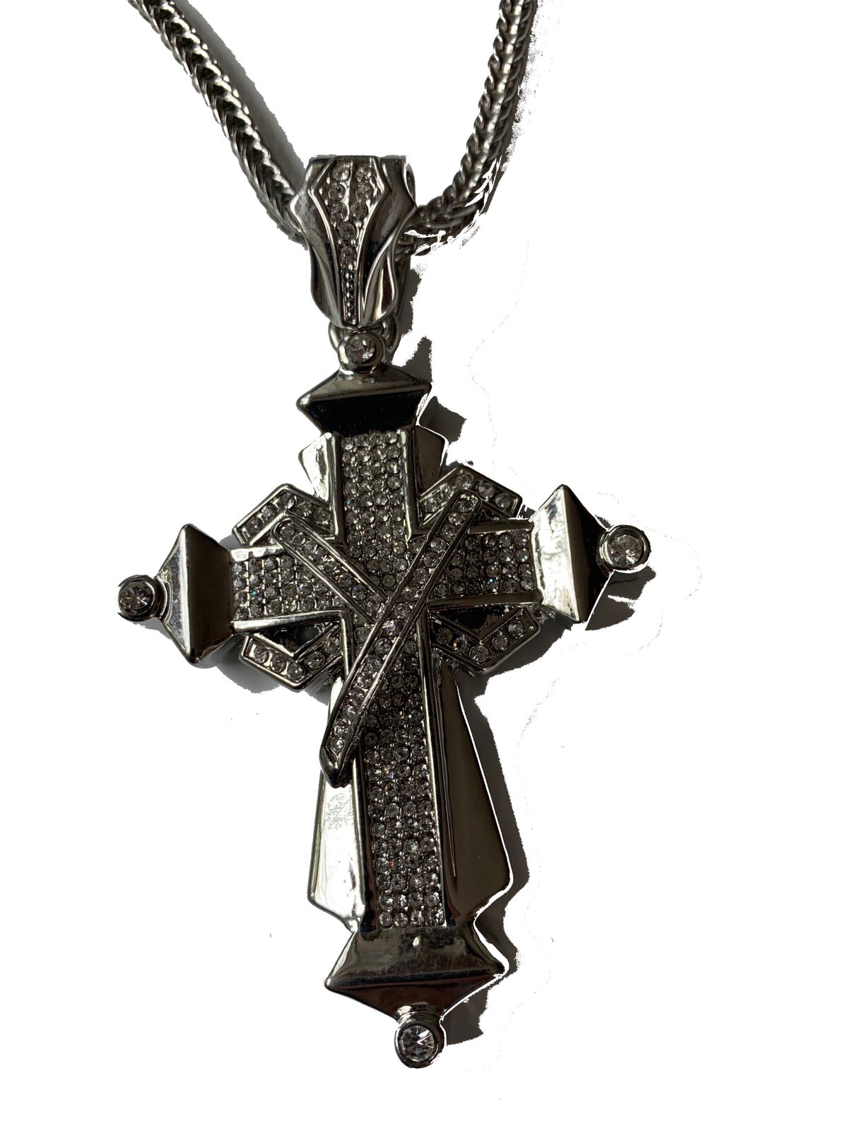 Bone Thugs and Harmony Silver Super ICEY Cross Pendant 3.5" & chain | eBay