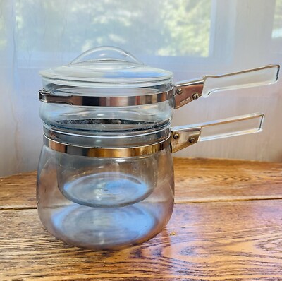 PYREX Flameware Glass Double Boiler Stove Top Pot 6763-L | eBay