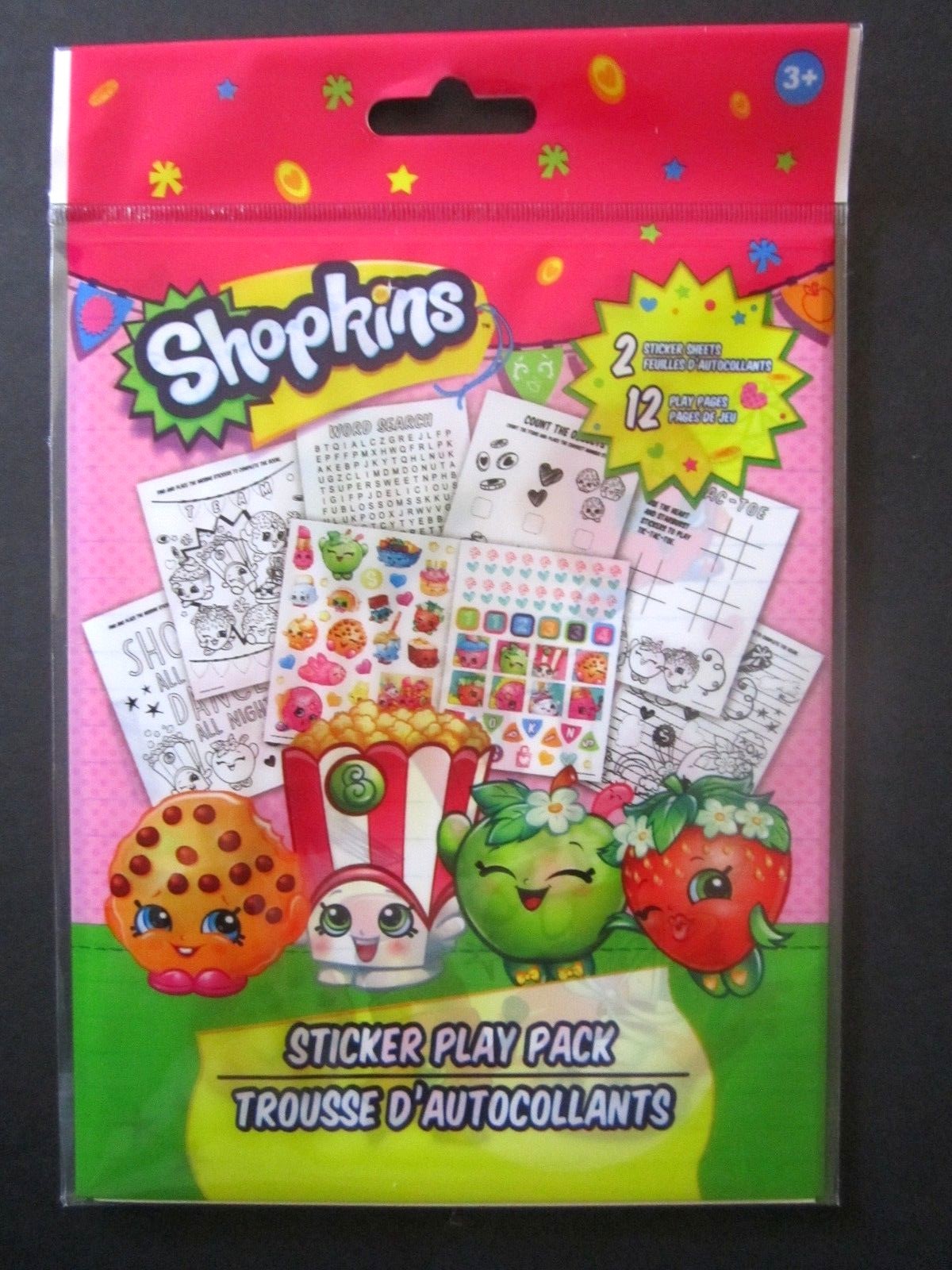 Shopkins PLAY PACK 2 sticker sheets,12 play pages TIC TAC TOE Matching ...