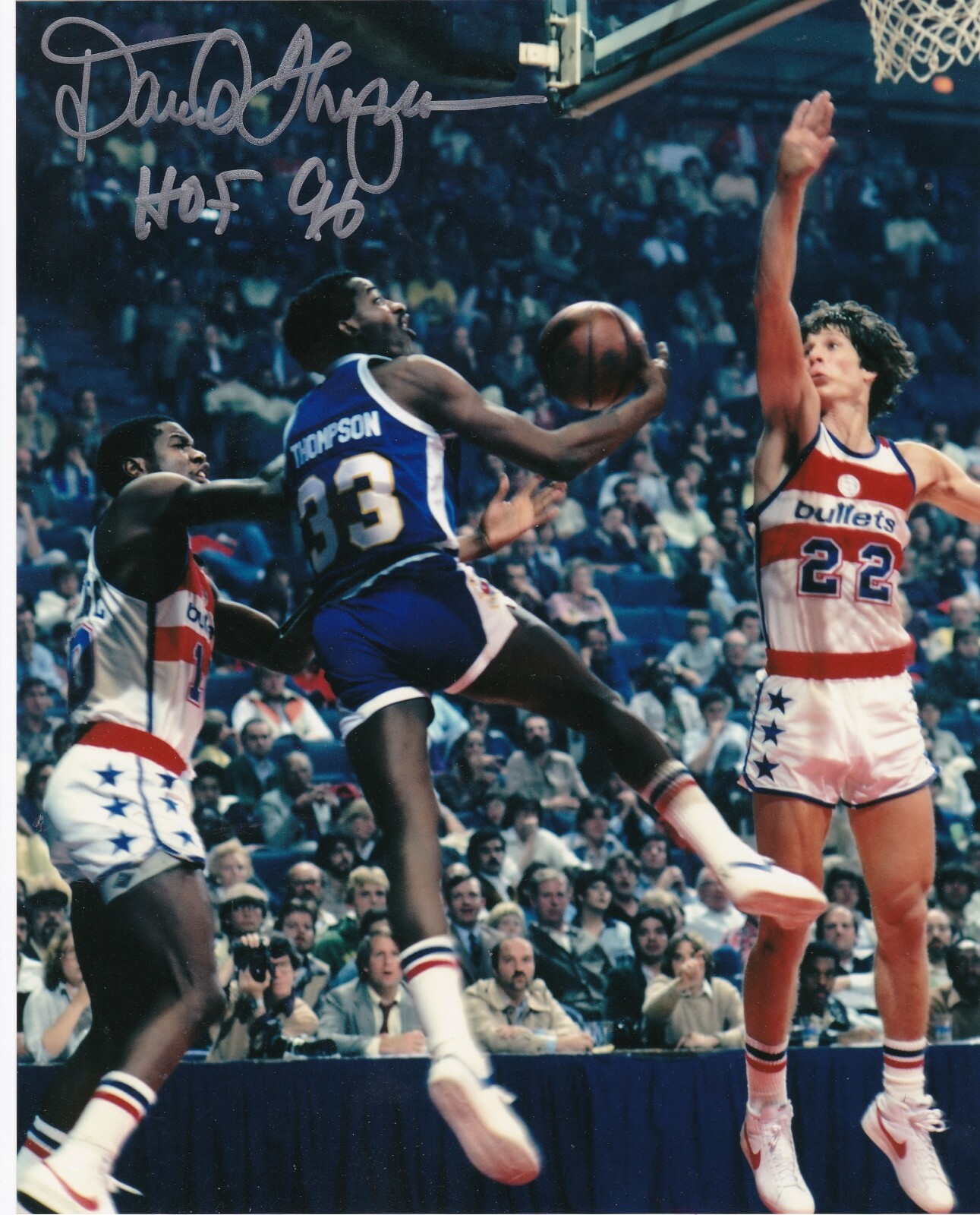 DAVID THOMPSON DENVER NUGGETS ABA HOF 96 ACTION SIGNED 8X10 | eBay