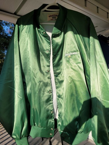 Beautiful Vintage REGIONS BANK SATIN JACKET XL Made in USA Windbreaker ...
