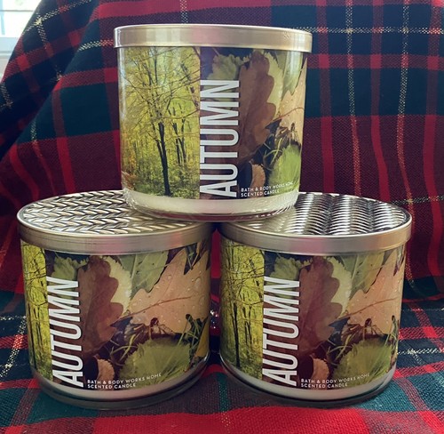 Lot Of 3 Bath & Body Works AUTUMN 3 Wick Candle 14.5 oz Rare ...