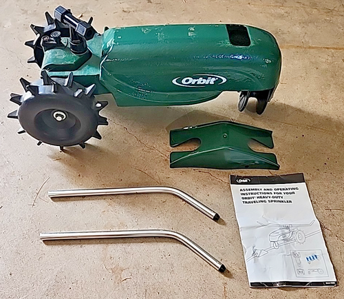 Orbit 58322 Traveling Sprinkler Green Tractor Cast Iron Garden Watering ...