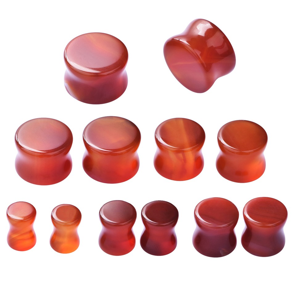 PAIR Organic Natural Stone Ear Gauges Ear Plugs Double Flared Piercing ...