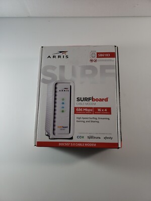 ARRIS Surfboard SB6183 686 Mbps Cable Modem, White 59243200300 16 x 4 ...