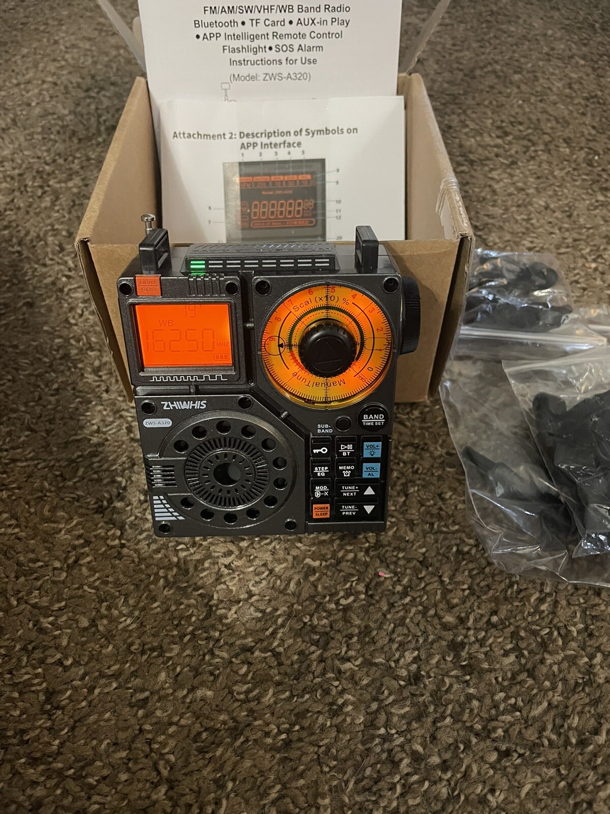 ZWS-A320 Radio With App Control, AirAM/FM/VHF/ShorWave/WB/Rechargeabl ...