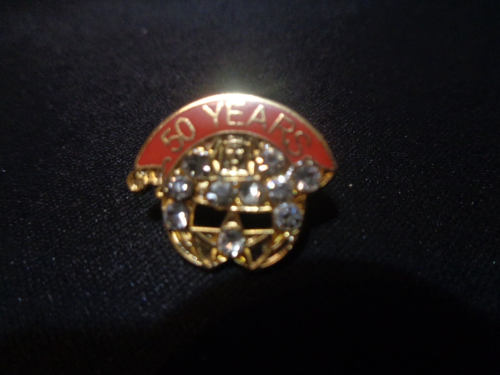 Vintage Masonic 50 Years Red Enamel Rhinestone Star R/G Award Lapel Pin ...