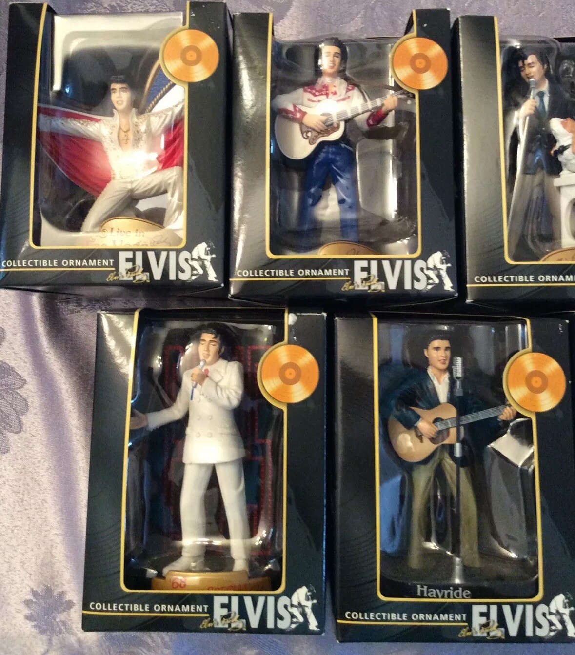 TREVCO ELVIS PRESLEY COLLECTIBLE ORNAMENT COLLECTION (9) DIFFERENT MIB ...