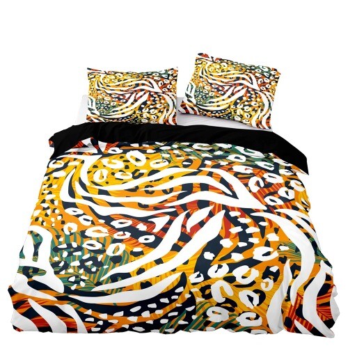 Bedding Set Pink Leopard Pattern Duvet Cover with Pillowcase Comforter ...