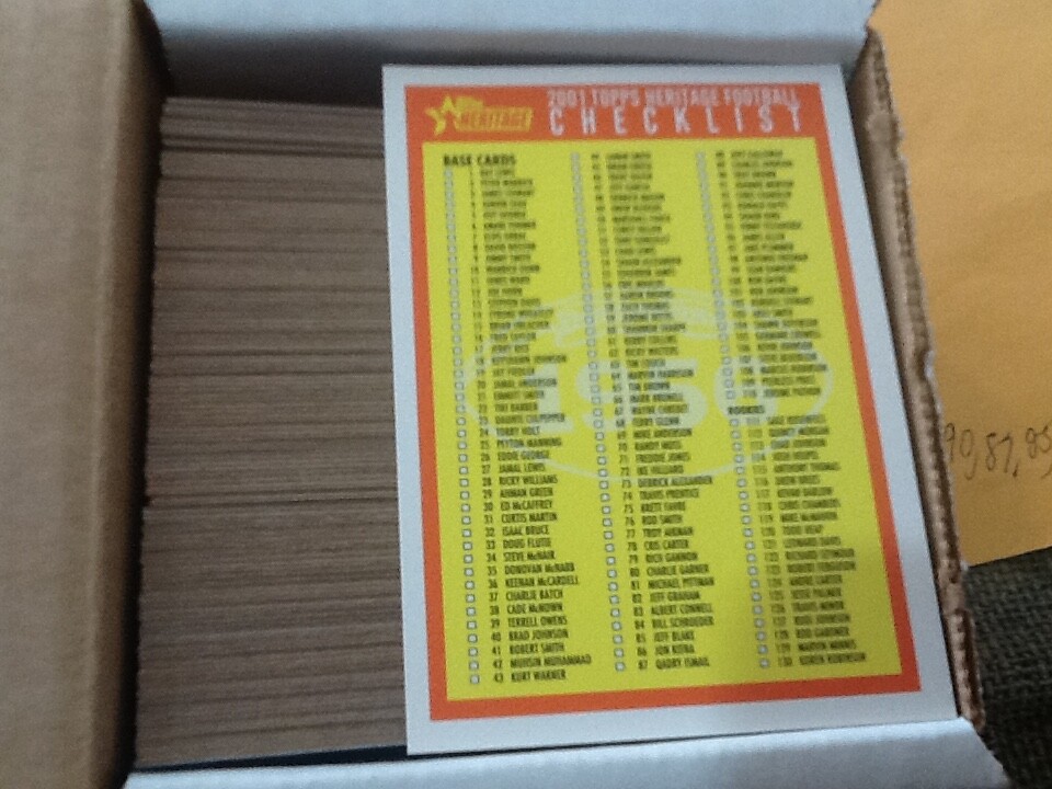 2001 Topps Heritage Football Complete Base Set 1-110 PLUS CHECKLIST ...