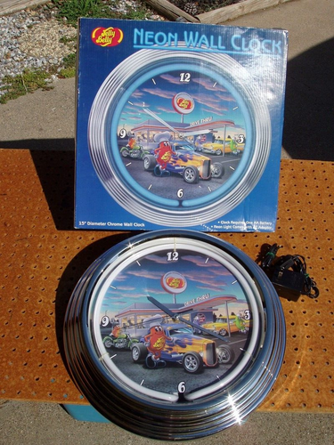 RARE JELLY BELLY NEON WALL CLOCK DINER RETRO EXCELLENT CONDITION FULLY ...