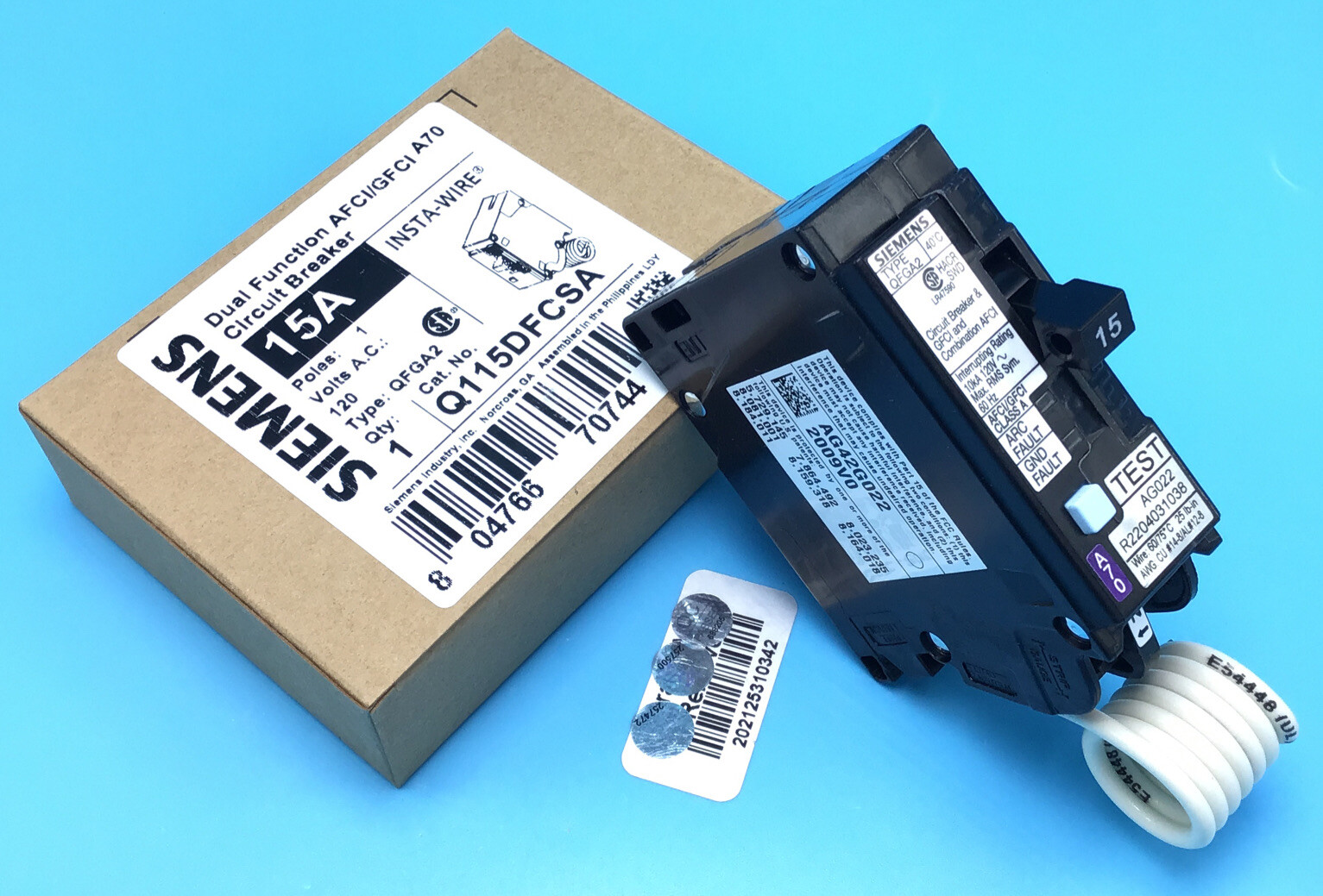 New Circuit Breaker Siemens Q115DF Q115DFCSA 15 Amp 1 Pole Dual AFCI ...