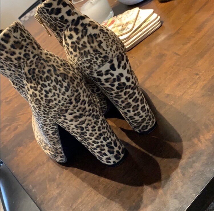 Women’s ankle boots Cheetah Leopard Block Heel Platform Sz 8.5 | eBay