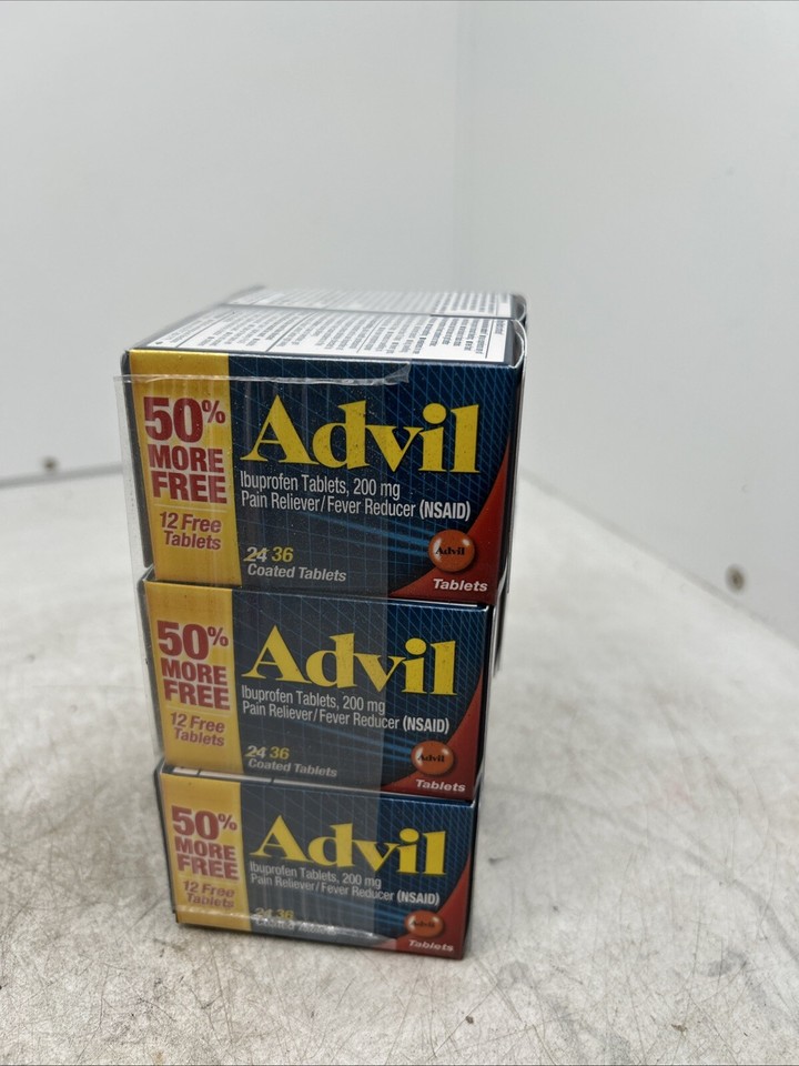6 Box Advil Ibuprofen Coated Tablets 200 mg 36 Ct (216 Total Tablets ...