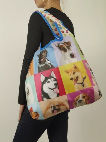 Dogs Many Reusable Shopping Bag O-Witz Bark Animal Fold-Up Fashion New ...