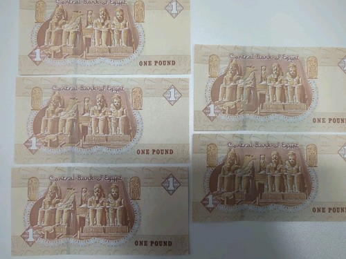 Unique 5 UNCIRCULATED EGYPTIAN POUND Consecutive Serial Numbers PAPER ...