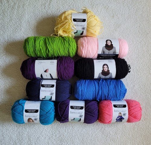 Mainstays + Impeccable Loops & Threads Basic Yarn Lot Of 10 Rainbow ...