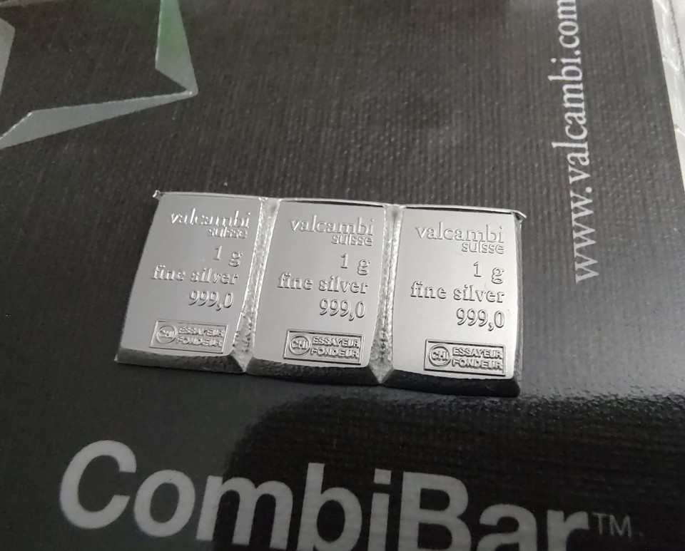 3 X 1 Gram .999 Pure Silver Valcambi Suisse (Swiss Made) Combibars | eBay
