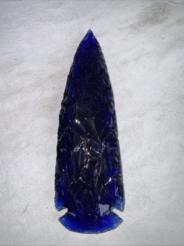 Obsidian Blue Arrowhead Ancient Point Translucent, 4” Knapped Arrowhead ...