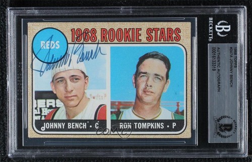 BAS 1968 Topps Stars Johnny Bench Ron Tompkins #247 BGS Authentic ...