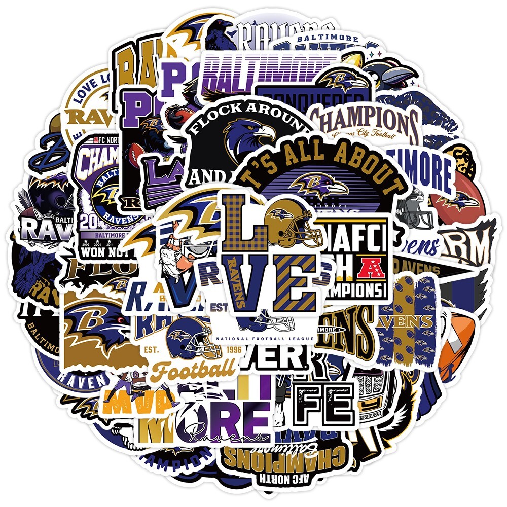 50pcs Waterproof Vinyl Stickers Baltimore Ravens NFL Football Phone ...