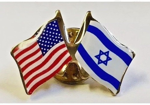 Support Israel USA Crossed Friendship Flag Lapel Pin US American ...