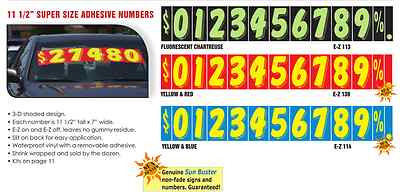 Car Dealer Windshield Number Stickers, 11 1/2 inch, E-Z Line, 12 packs ...