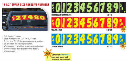 Car Dealer Windshield Number Stickers, 11 1/2 inch, E-Z Line, 12 packs ...