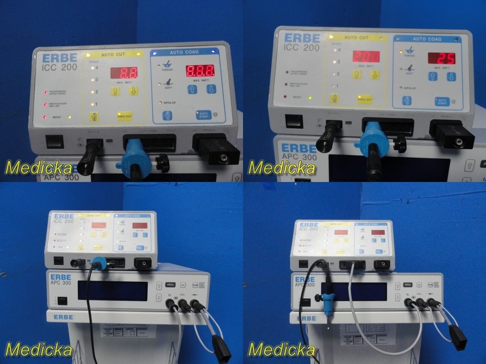 Erbe ICC 200 ESU W/ APC 300 Coagulator, Instrument Cable,Cart,Foot ...