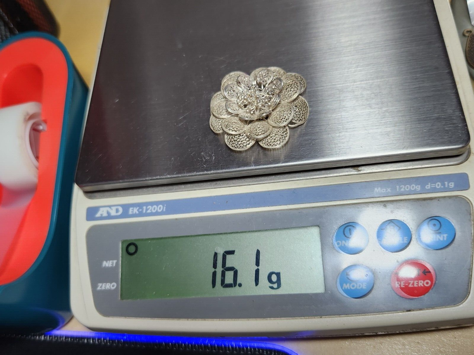 Vintage Sterling Silver (.925) Spanish Lace Flower Pendant Large Ornate ...