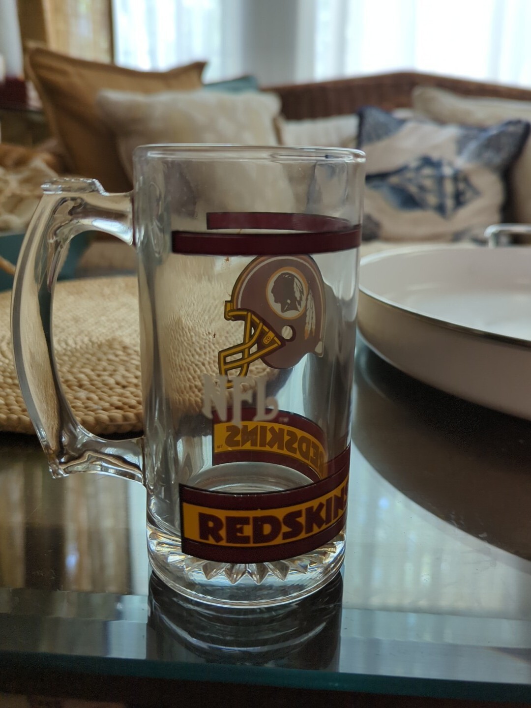 Vintage Washington Redskins Football Beer Mug 7" Tall Glass NFL | eBay
