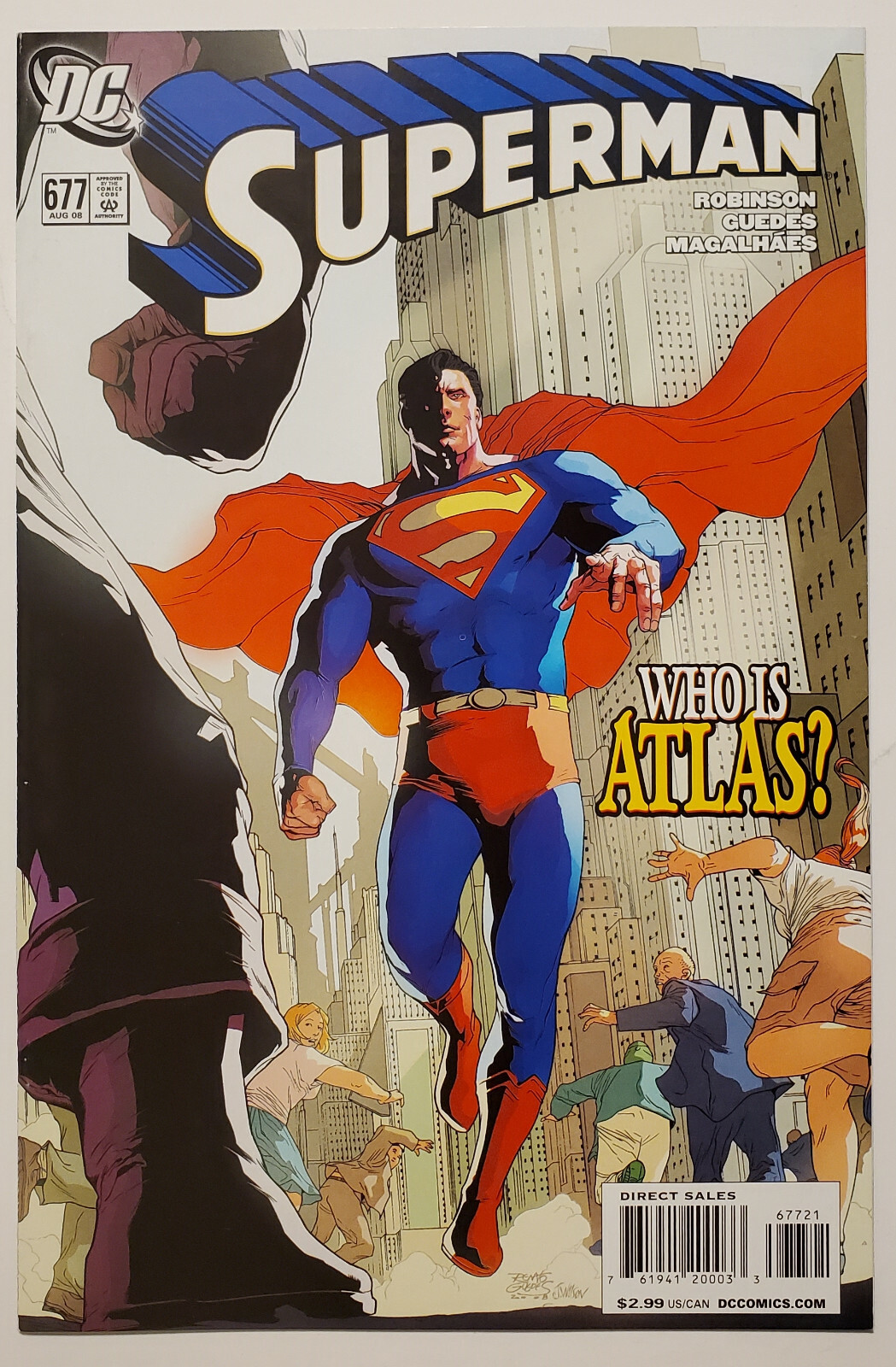 Superman #677 (2008, DC) NM- 1:10 Guedes Variant "The Coming of Atlas ...
