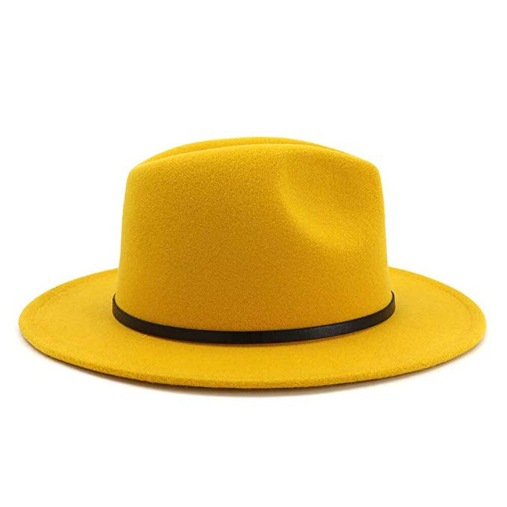 Jazz Cap Wide Brim Wear-proof Solid Color Fedora Hat Multi Colors | eBay