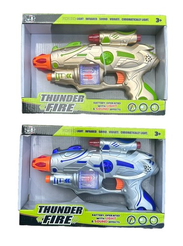 Thunder Fire Toy Gun 10" With Light and Sound Effects Age 3+ In Silver ...