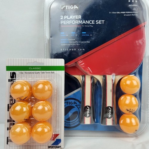 STIGA Performance Ping Pong Set 2 Player Plus 6 Pack Table Tennis Balls ...