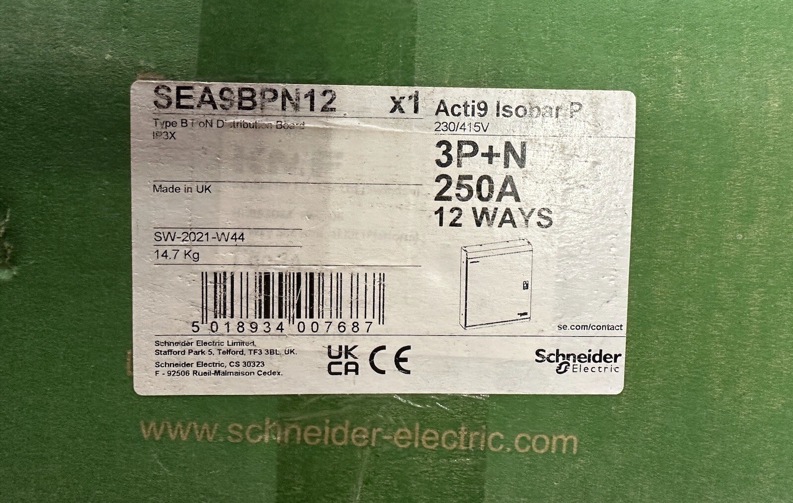 Schneider Electric SEA9BPN12 Merlin Acti9 Isobar 250a Distribution ...