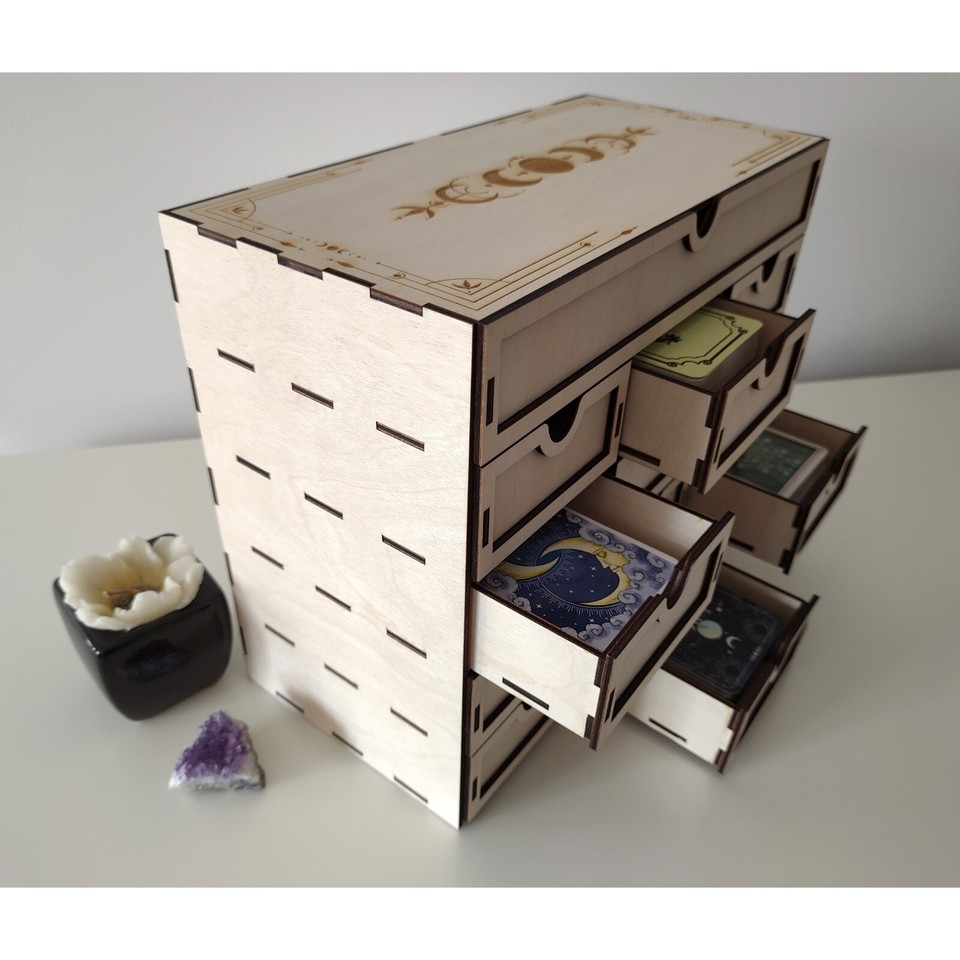 Large tarot card storage box, 12Tarot deck holder, Crystal and jewelry ...