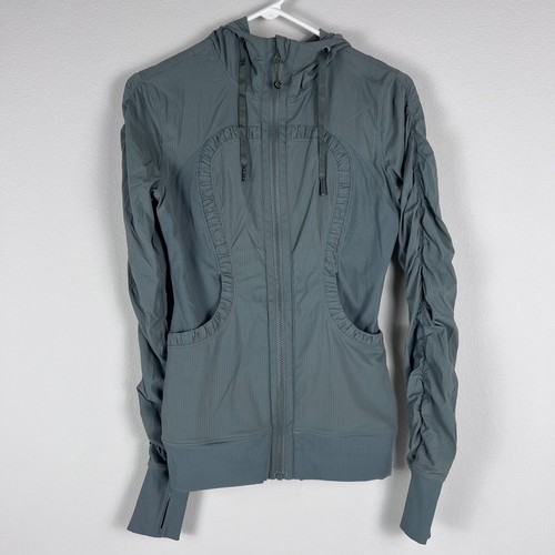 Lululemon Dance Studio Jacket III Hooded Ruched Sleeve Athletic Green Size 4 EUC | eBay
