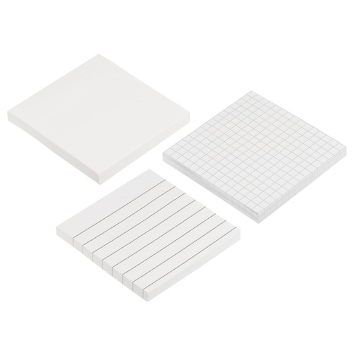 3 Pack 3"x3" Blank Lined Grid Sticky Notes Memo Pads 80 Sheets/Pad ...