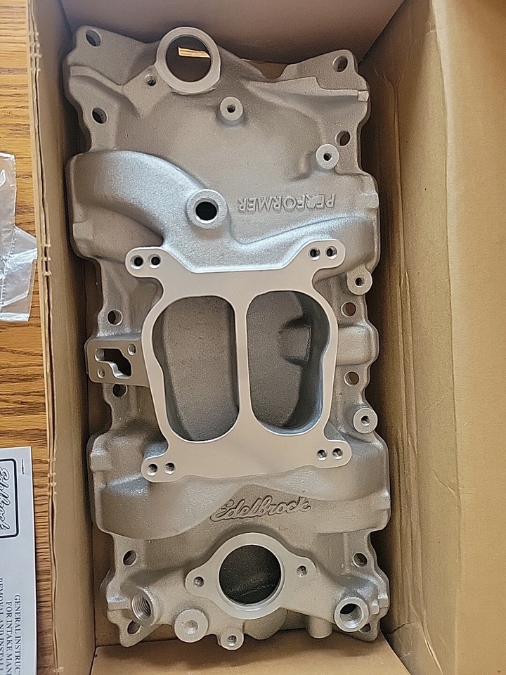 EDELBROCK PERFORMER INTAKE MANIFOLD 2101 262-400 C.I.D. CHEVY V8 1955 ...