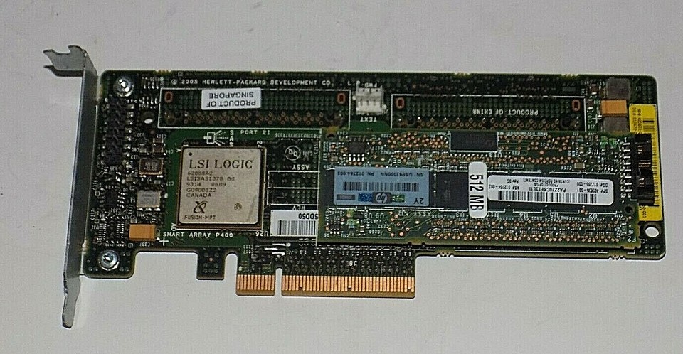 HP Smart Array P400 RAID Controller 256 MB SAS PCI-E + HP 0127164-003 ...