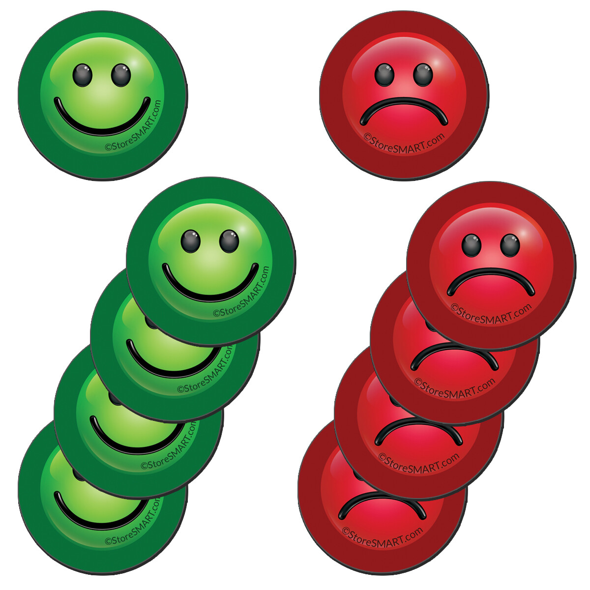 StoreSMART 1" Mood Magnets for Status Visual Red and Green 20Pk ...
