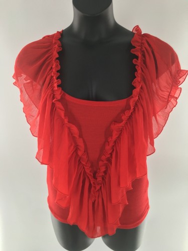 Women’s Red Sheer Short Sleeve Top Blouse Shirt Size X Large NWOT | eBay