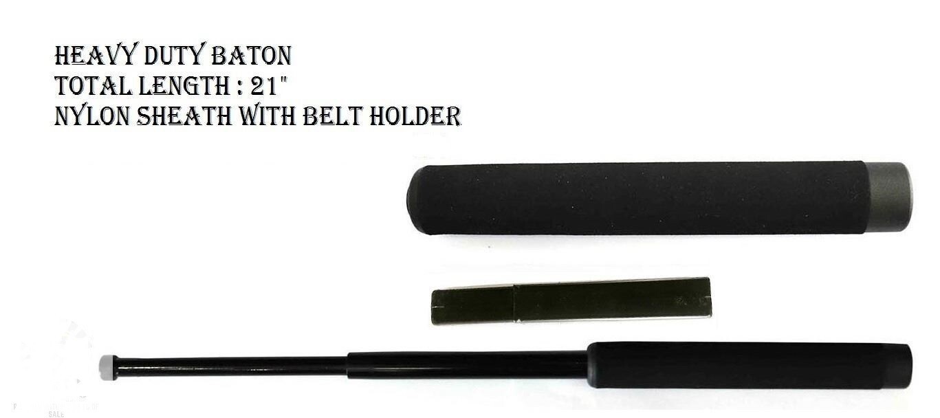 CARBON STEEL EXTENDABLE BATON 9"-21" COMES WITH BELT LOOP & HEAVY DUTY ...