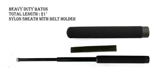 BATON ( RETRACTABLE) 21" WITH BELT LOOP AND HEAVY DUTY RUBBER SHEATH | eBay