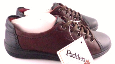 Padders England Ladies Galaxy Everyday Laceup Flat Shoes Burgundy/Black ...