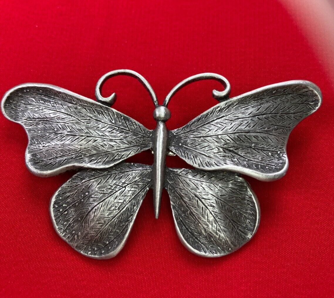 JJ Gray Sculpted Butterfly Pin Brooch Scarf Hat Almost 3" Wide and 1.5 ...