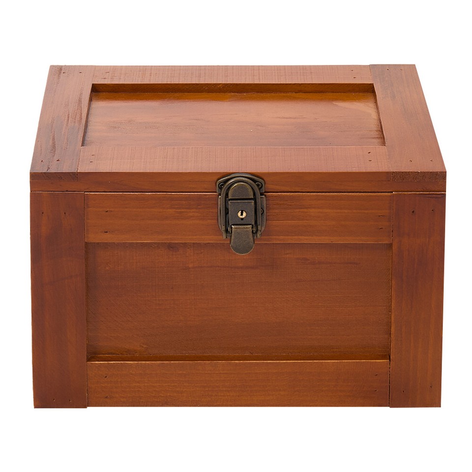 Wooden Keepsake Box Lockable Vintage Wooden Trinkets Storage Treasure ...