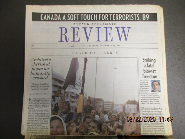 Vintage Newspaper Article 911 War On Terrorists National Post Canada ...