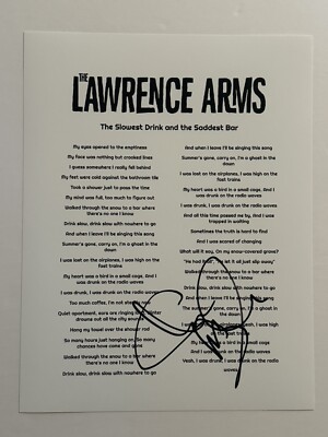 CHRIS MCCAUGHAN SIGNED LYRIC SHEET AUTOGRAPHED THE LAWRENCE ARMS BAND ...